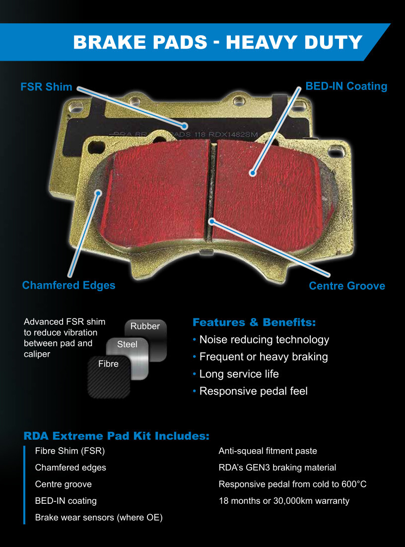 RDA EXTREME HD FRONT BRAKE PADS for FORD FPV GT GTP *BREMBO 4 POT RDX2162